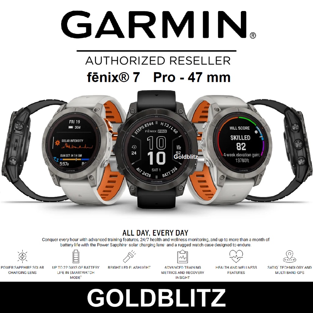 Garmin Fenix 7 Pro Solar Sapphire 47mm Premium Multisport GPS Smart ...
