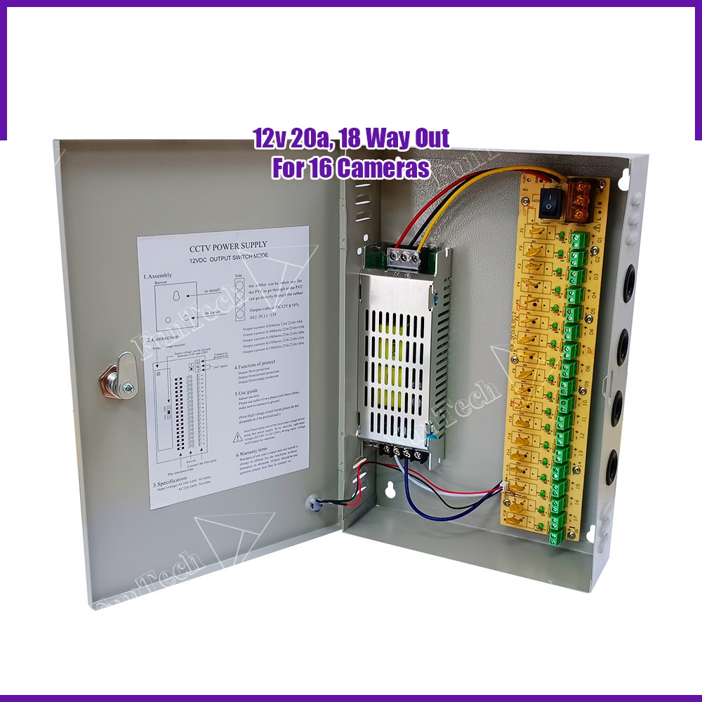 FunTech 12V 5A / 12V 10A / 12V 20A CCTV Power Supply For Analog CCTV ...