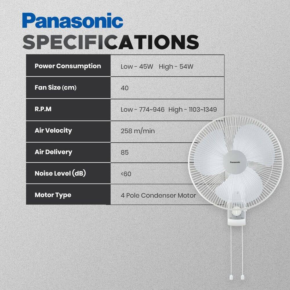 PANASONIC F-MU408 16" WHITE 3 SPEED PULLY WALL FAN | Shopee Malaysia