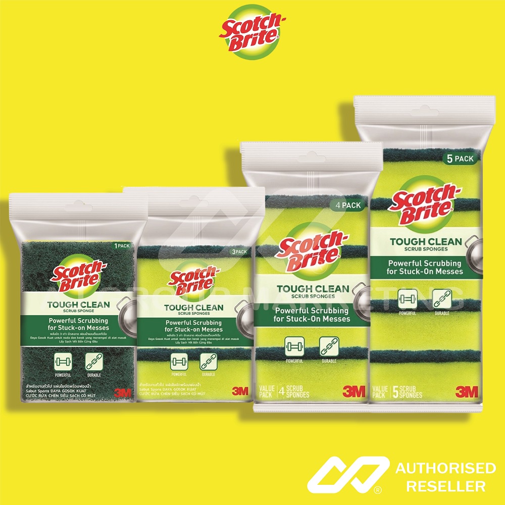 3M SCOTCH-BRITE Tough Clean Scrub Sponge (1's / 3's / 4's / 5's ...