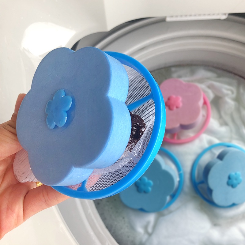 Round Flower Shaped Mesh Filter Bag Washing Machine Floating Lint Hair ...