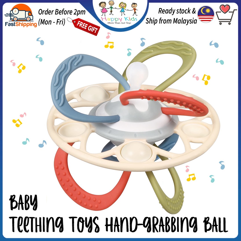 [Happy Kids] Manhattan Hand-Grabbing Ball Teether Grasping Sensory Ring ...