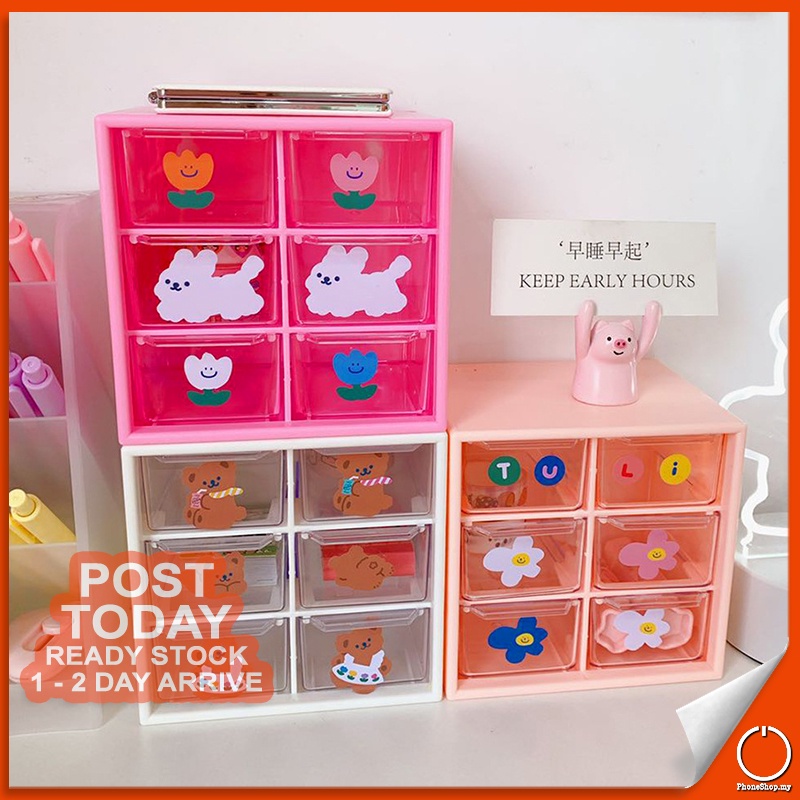 𝐖𝐀𝐋𝐋 𝐌𝐎𝐔𝐍𝐓𝐀𝐁𝐋𝐄 6 / 9 Slots Mini Drawer Storage Box Stationery Jewelry ...
