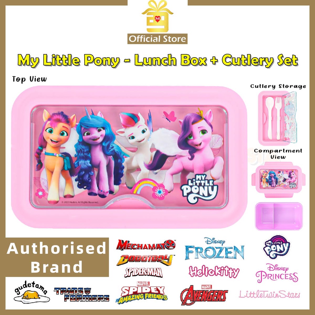 My Little Pony Lunch Box Kids with Spoon & Fork BPA Free Bekas makanan ...