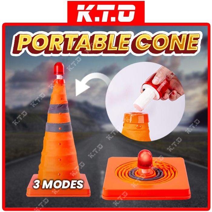 60CM Retractable Foldable Safety Traffic Cone Reflective With Warning ...