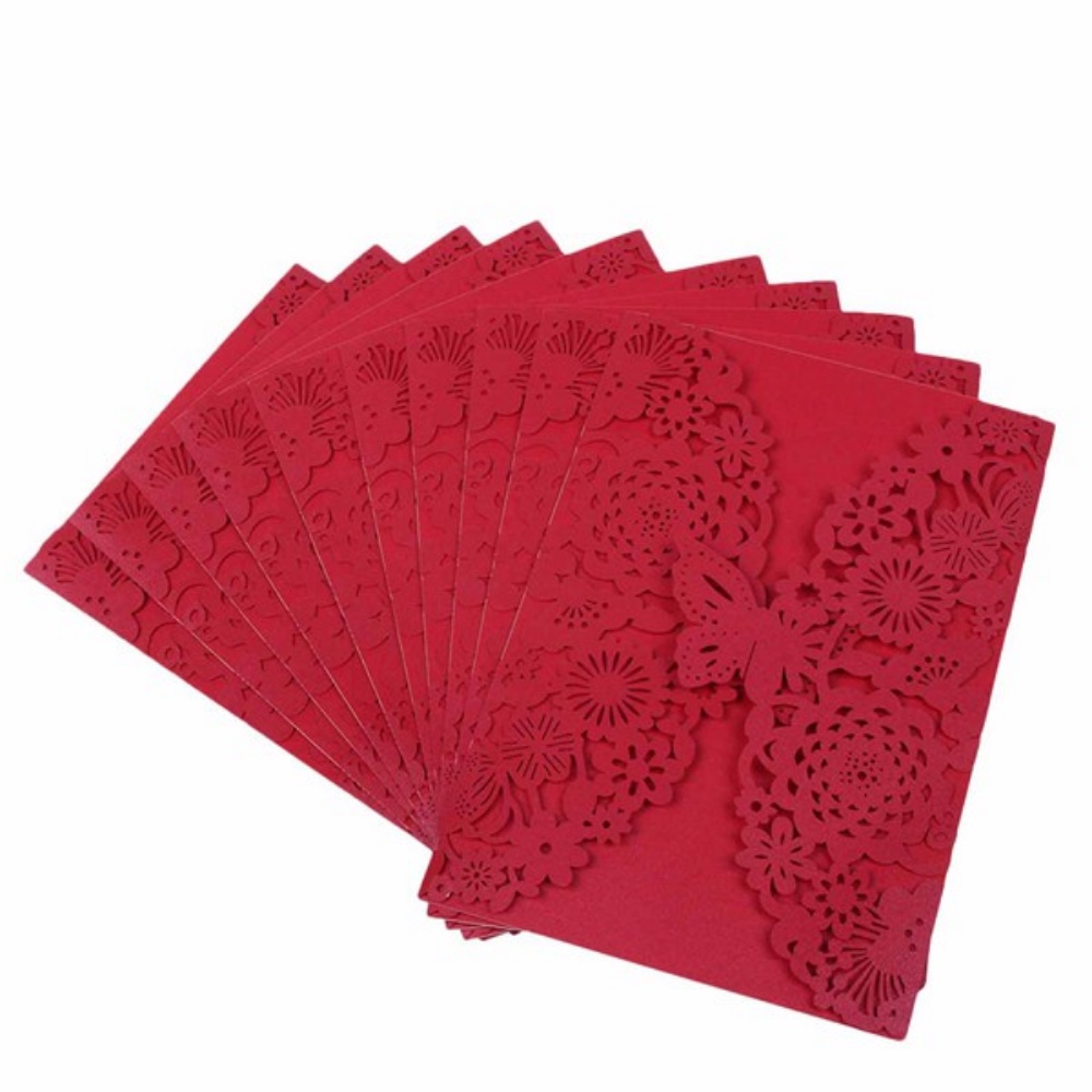 10pcs/pack Delicate Carved Butterflies Wedding Invitation Card 5R ...