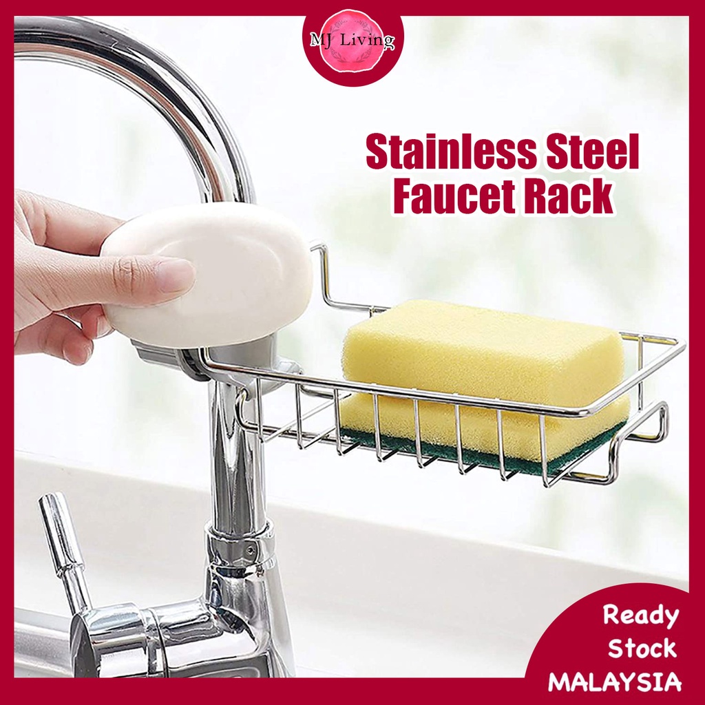 Stainless Steel Faucet Drain Rack Sink Organizer Sponge Towel Soap ...
