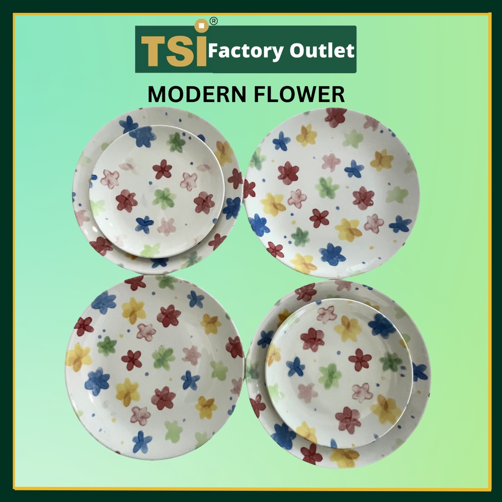 CLAYTAN BASIC SET - MODERN FLOWER Ceramic Set Pinggan Mangkuk Makan ...