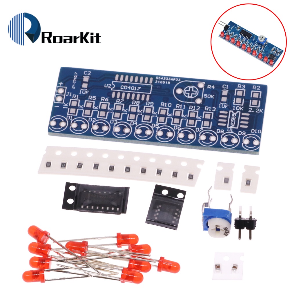 DIP/SMD NE555+CD4017 Light Water Decimal Counting Electronic Suite ...