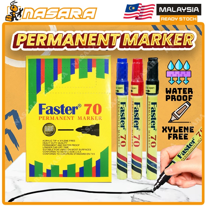 Nasara 12pcs / Box Faster 70 Permanent Marker Pen / Pen Penanda / 记号笔 ...