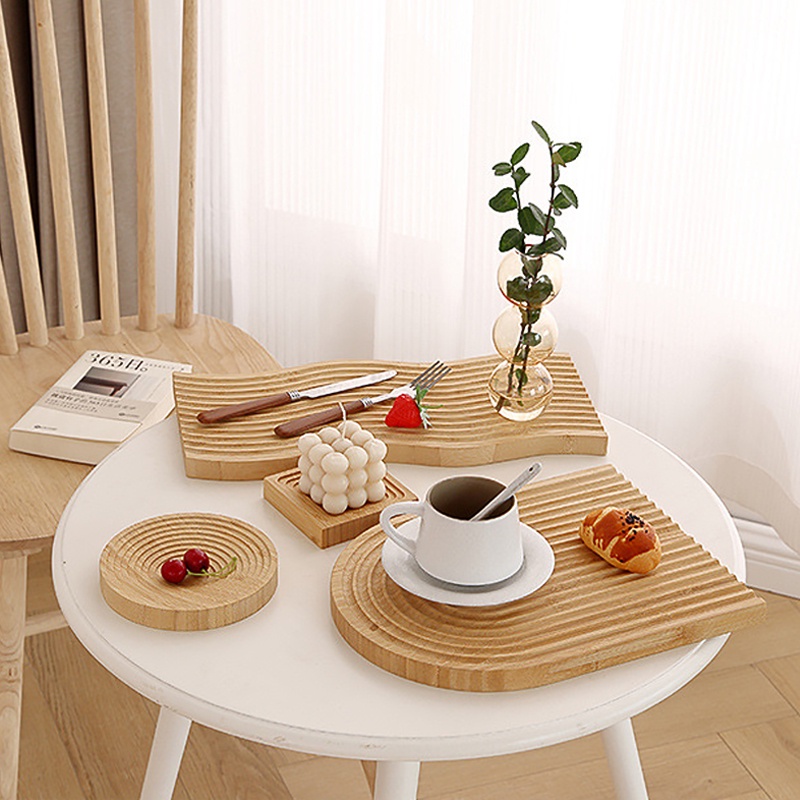 Nordic Wave Tray Wooden Tray Serving Tray Decoration Dulang Kayu Solid ...