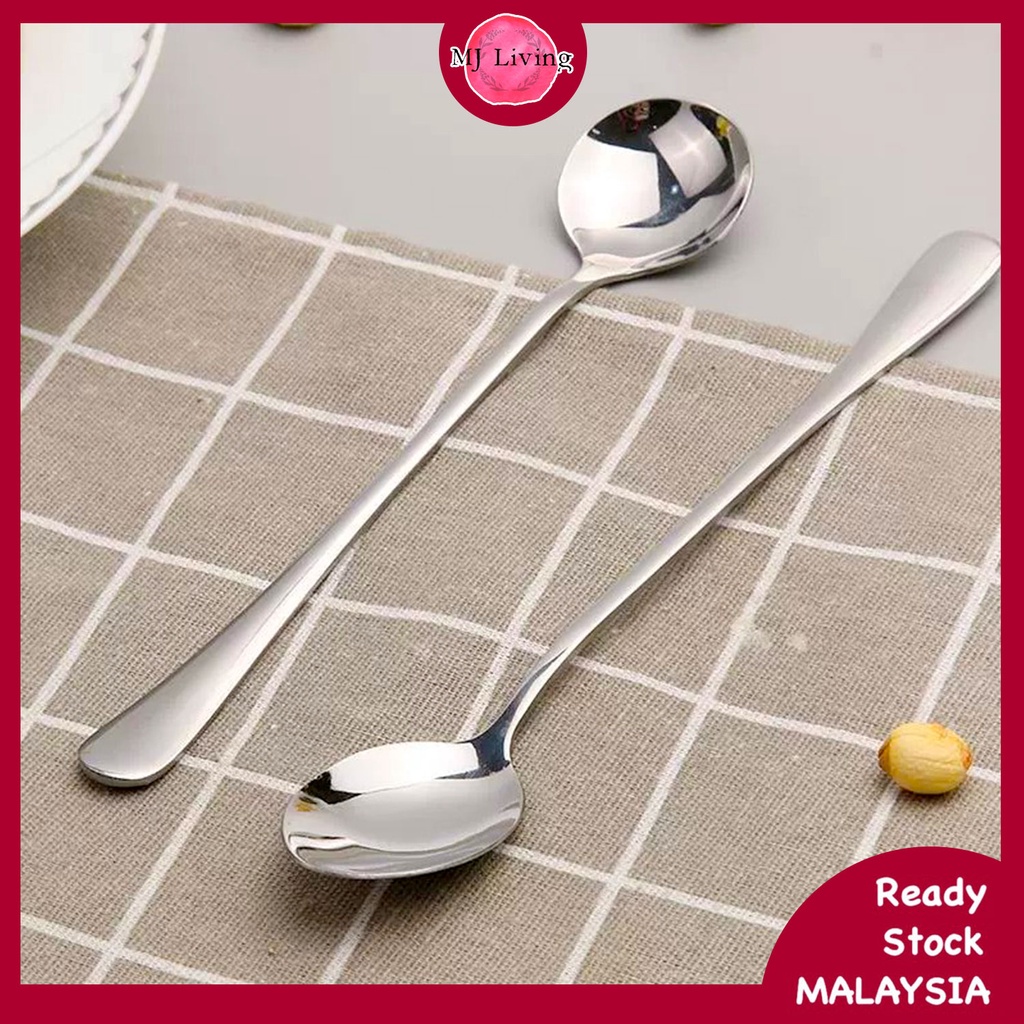 Stainless Steel Long Handle Spoon Coffee Tea Cafe Dessert Spoons ...