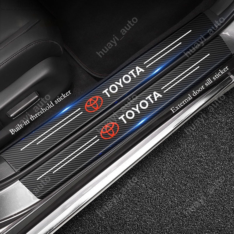 Toyota Hilux Car Door Sill Sticker Anti-Scratch Carbon Fiber leather ...