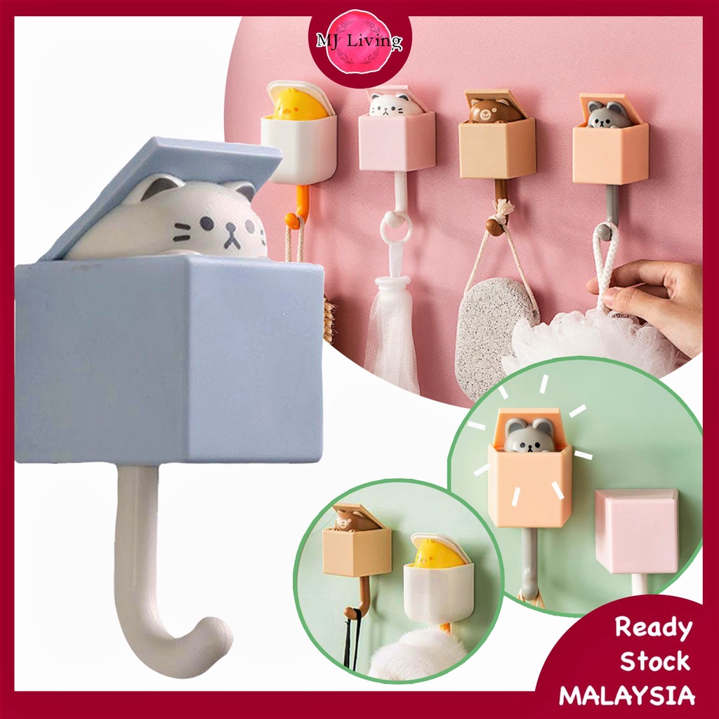 Cute Pet Hooks Pop Up Door Storage Creative Self Adhesive Hook Without ...