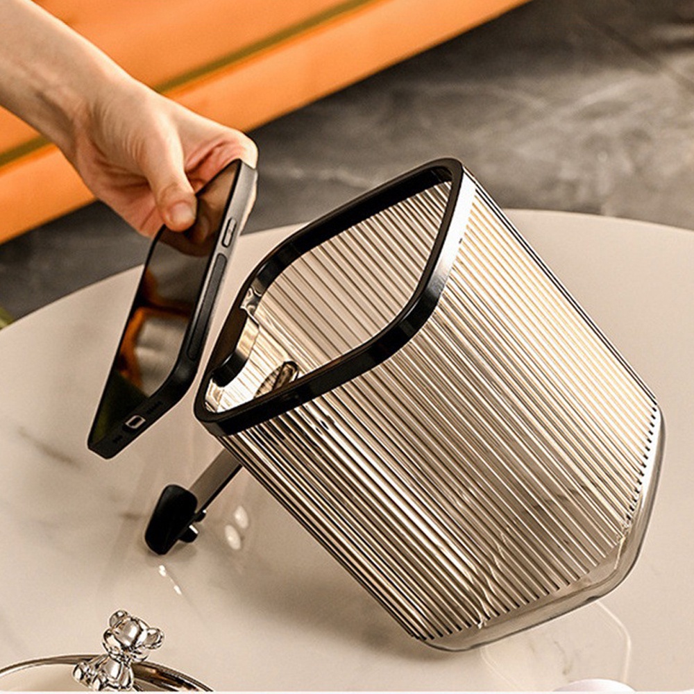 【IN Stock】Light Luxury Desktop Trash Can with Phone Holder Creative ...
