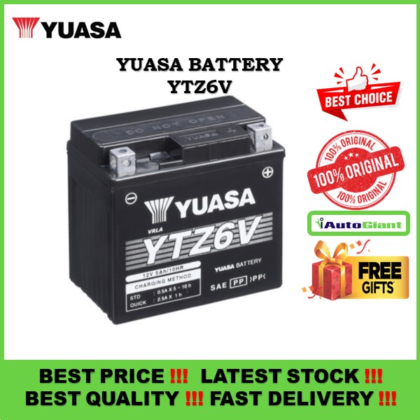 BATERI YUASA YTZ6V HONDA CBR125/RS150/RS250 | Shopee Malaysia