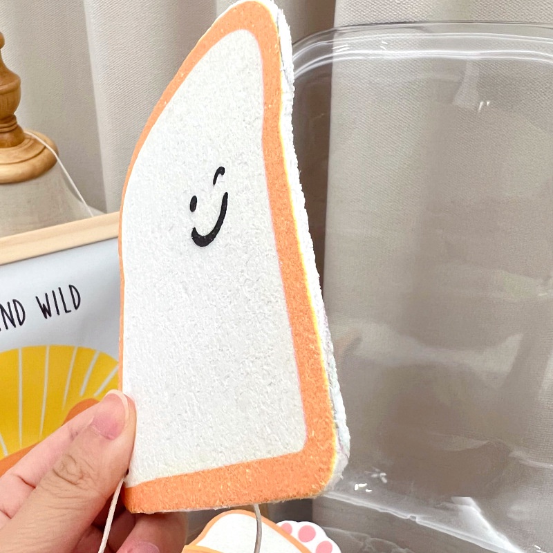 Cute Kawaii Toast Bread Shaped Scouring Pad Compressed Wood Pulp Sponge ...