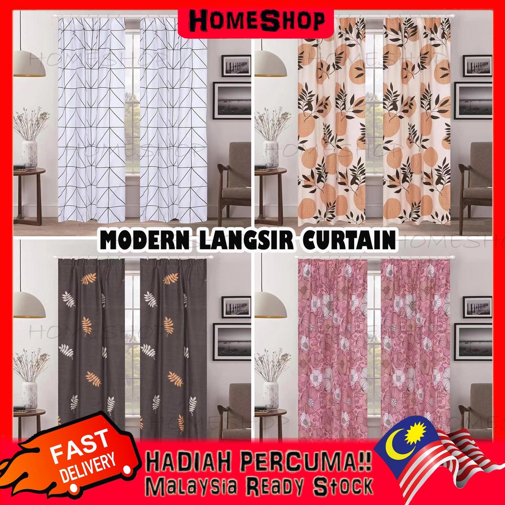 HomeShop Modern Langsir Curtain Semi Blackout Curtain Door Window ...