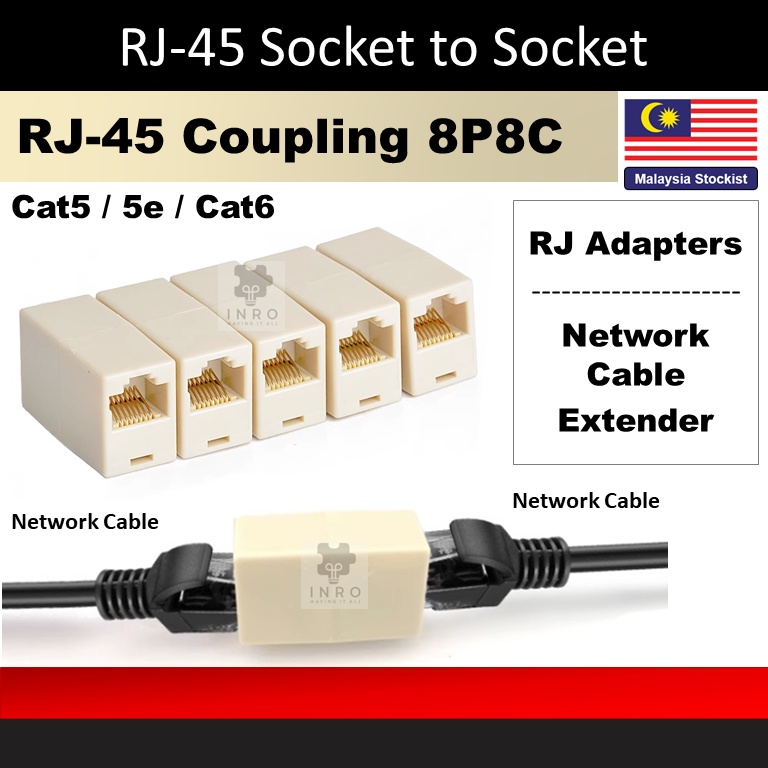 RJ-45 RJ45 Coupling 8P8C 1-to-1 Socket to Socket RJ45 Cat5/5e/Cat6 ...