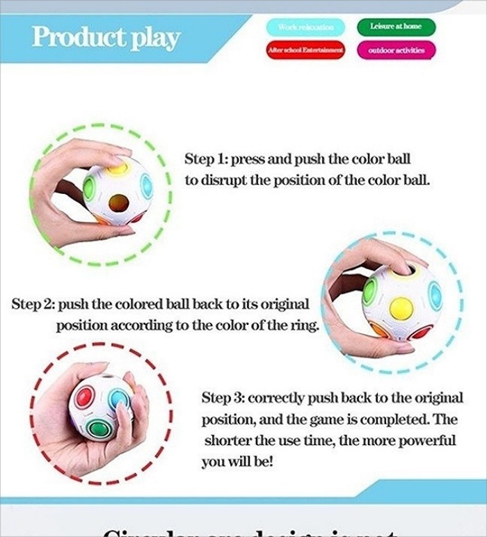 Magic Cube Rainbow Ball Cube Speed Football Puzzle Ball Fidget Toys for ...