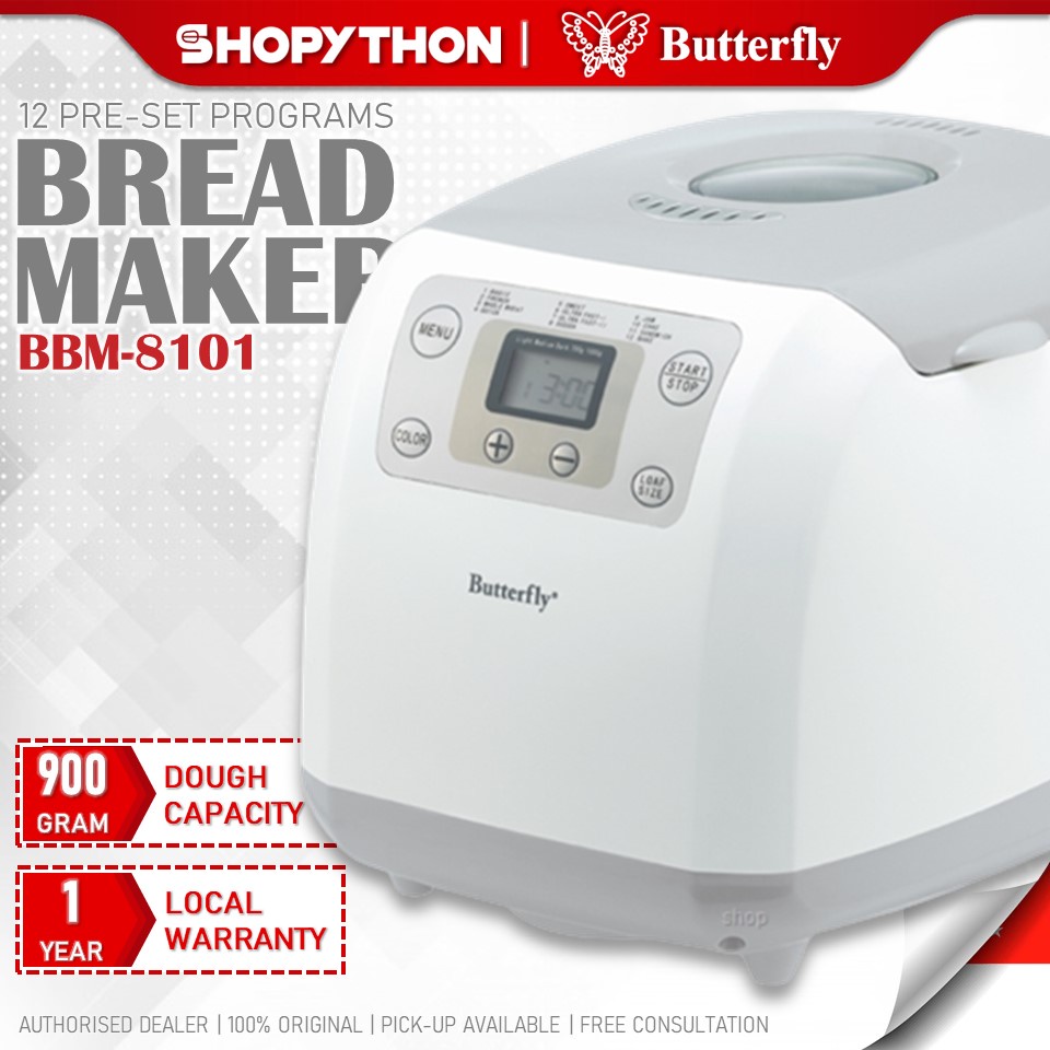 BUTTERFLY Bread Maker BBM-8101 (900g/600W) Program Delay Time Non-Stick ...