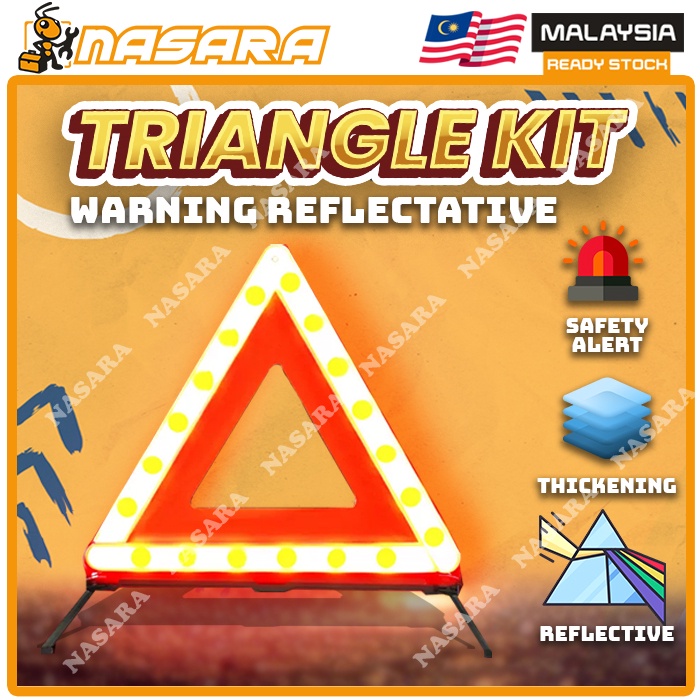 Nasara Car Warning Reflective Triangle Kit Foldable Safety Road Sign ...