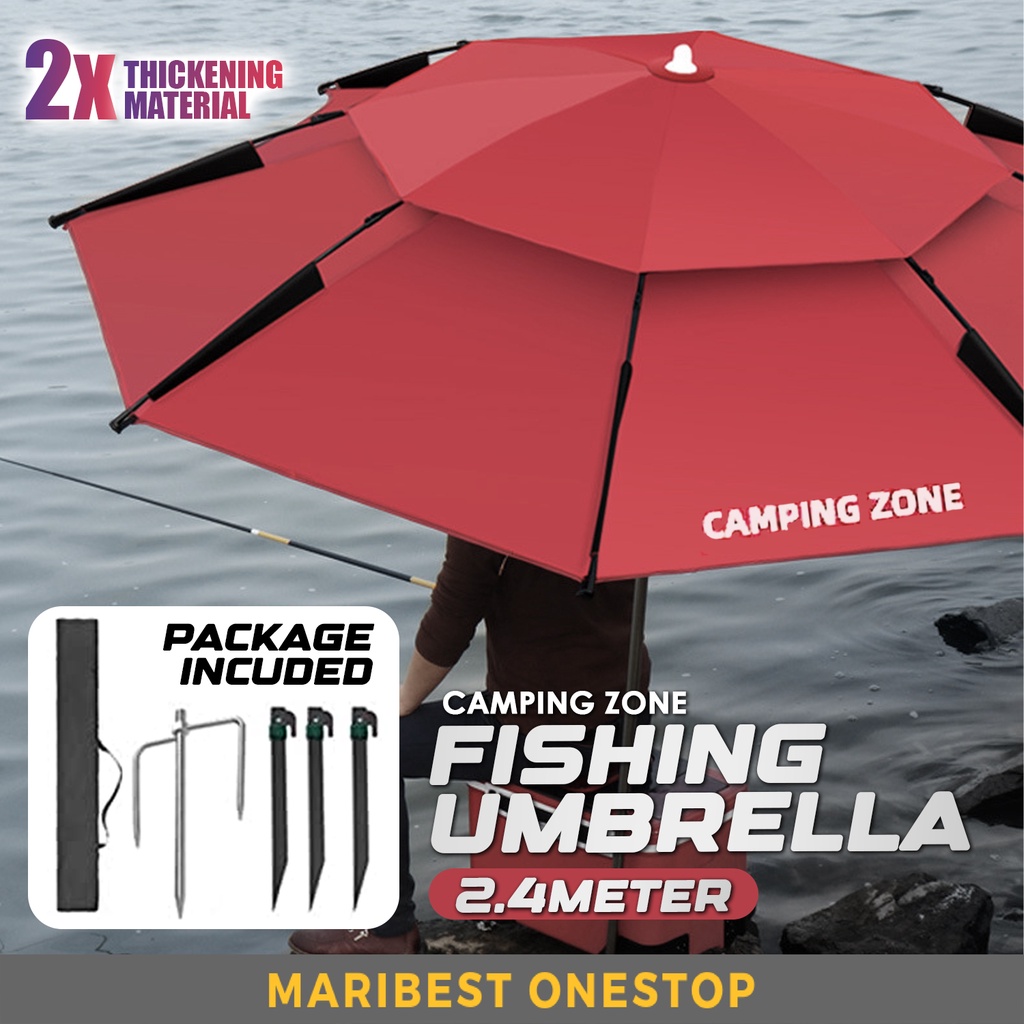 CAMPING ZONE 2.4M Fishing Outdoor Patio Umbrella Payung Besar Memancing ...