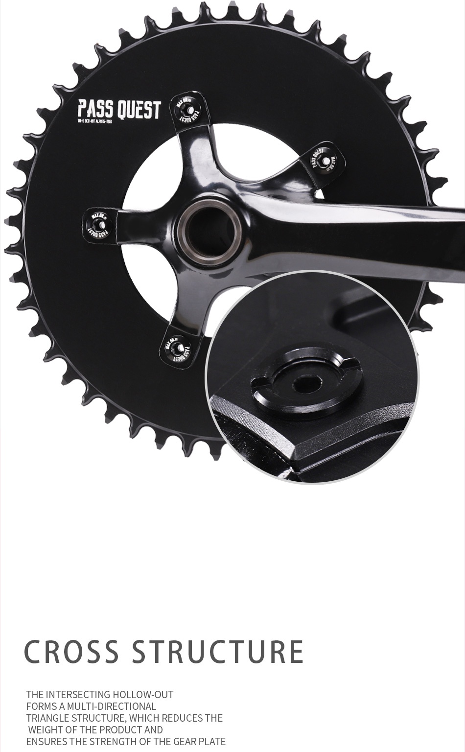 PASS QUEST 110BCD 5 bolt AERO Narrow Wide Chainring Road Bike Fold Bike ...