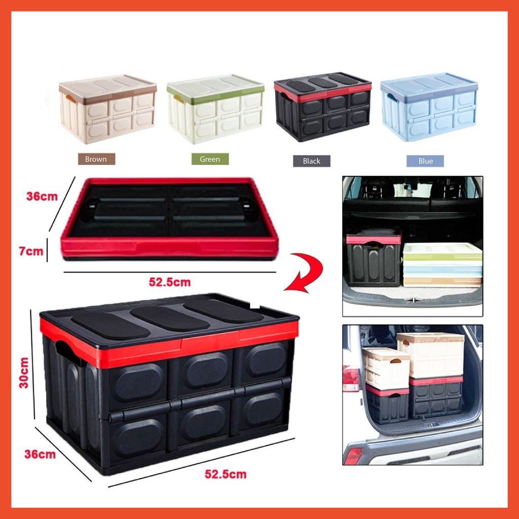 Lidded Storage Bin 30L 56L Collapsible Storage Box Crates Plastic Tote ...