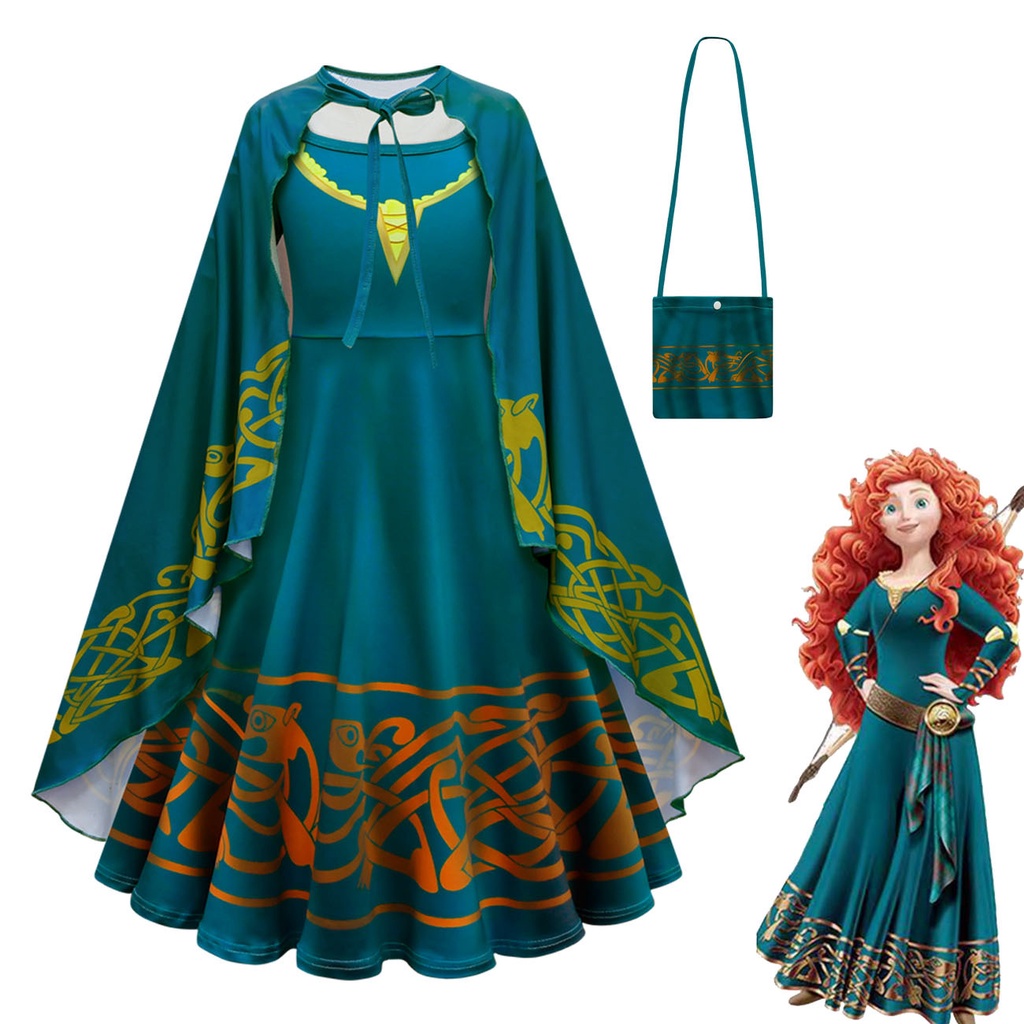Disney Two-piece Braver Brave Legend Merida Girl Cosplay Costumes Bag ...