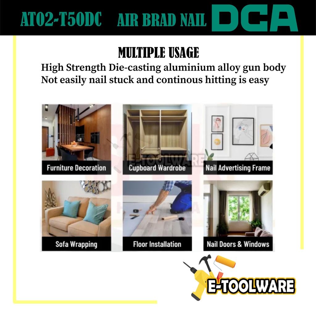DCA Air Brad Nailer AT02-T50DC Nailer Gun Air Stapler Gun Air Nail Gun ...