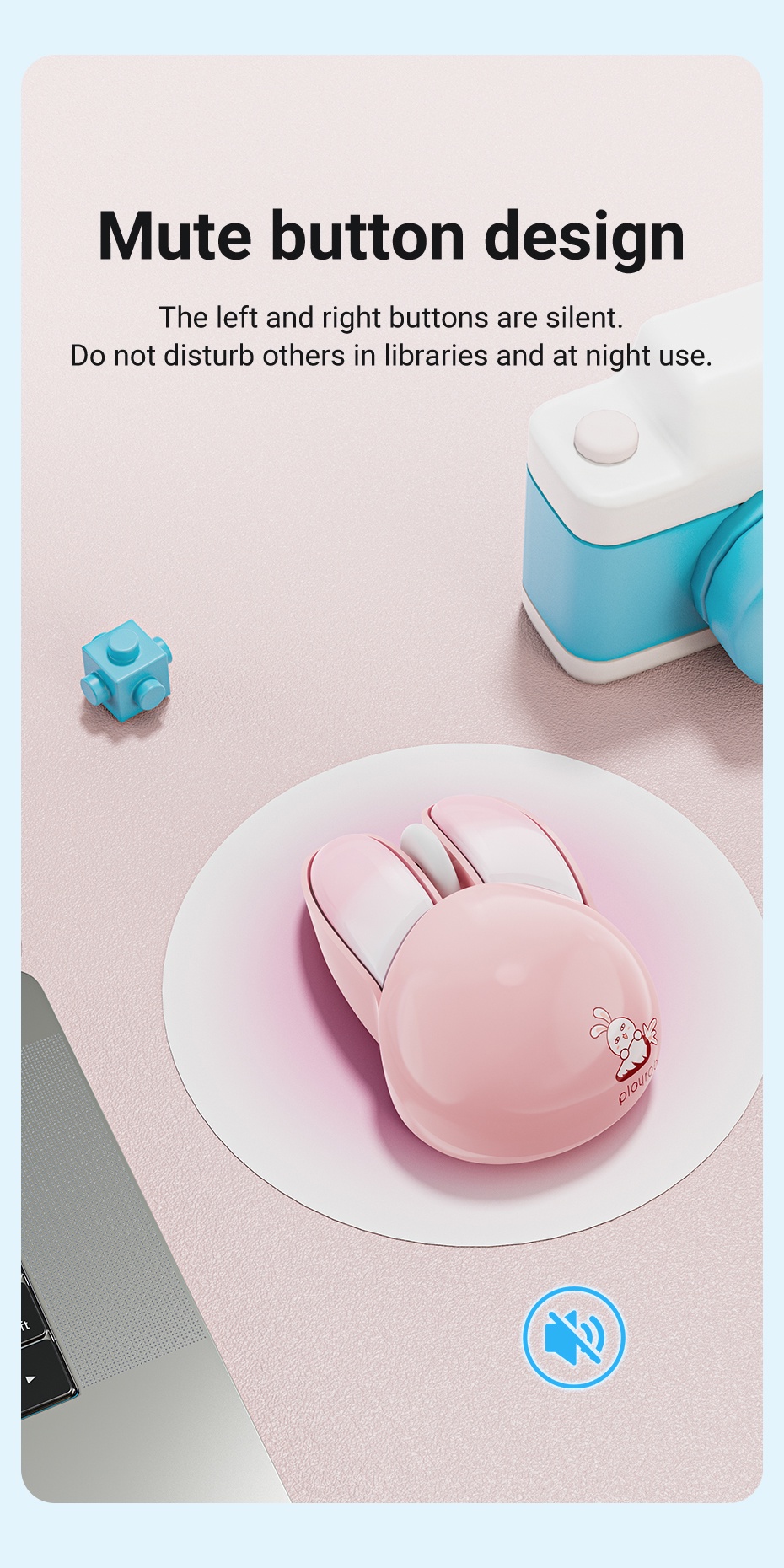HOCO Original M6 Cute Rabbit Ear Silent Wireless Mouse for Laptop ...