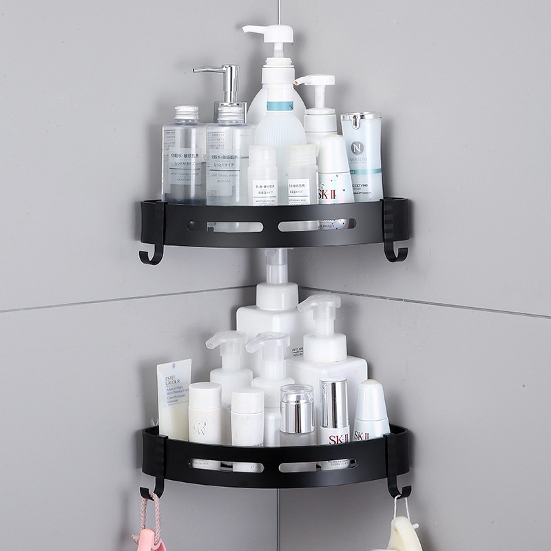 Wall Mount Hollow Bottom Bathroom Storage Rack Bath Towel Hanger ...