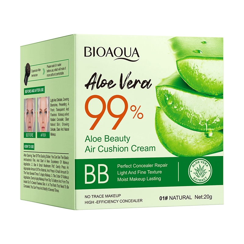 BIOAQUA Aloe Vera Beauty Air Cushion Cream BB Cream Isolation Foundation Cream Concealer ...