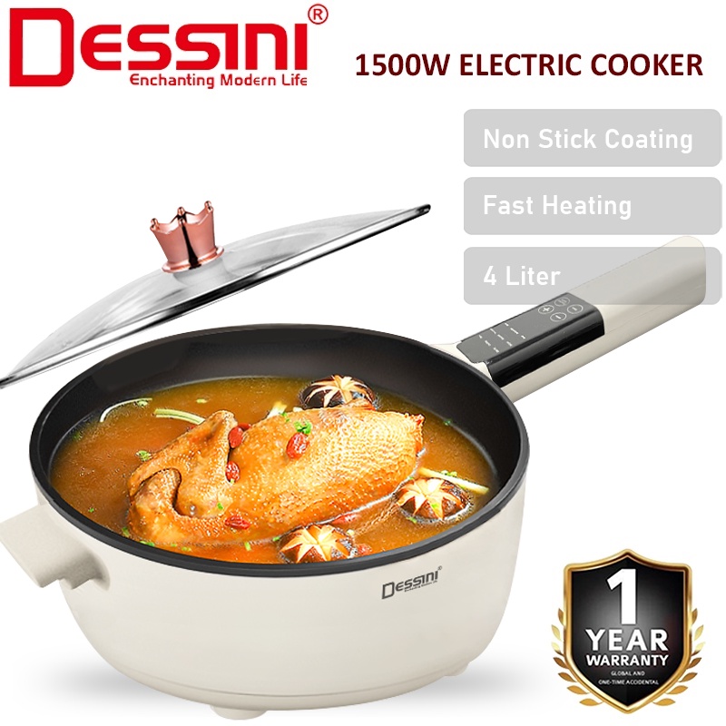 DESSINI ITALY Electric Cooker Steamboat Hot Pot Non Stick Frying Wok ...
