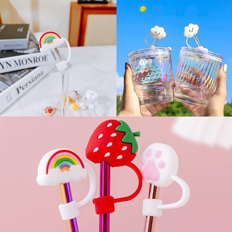 Creative Cloudy Rainbow Strawberry Straw Sealing Tools / Cartoon Cute ... Creative Cloudy Rainbow Strawberry Straw Sealing Tools / Cartoon Cute ...
