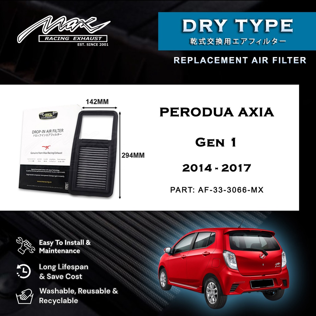 Perodua Axia Gen 1 2014-2017 33-3066MX Max Racing Exhaust Performance ...