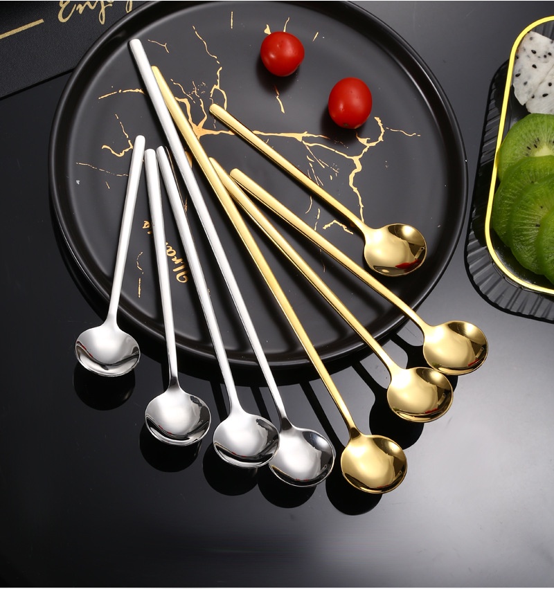 BC 24cm Teaspoons Stainless Steel Long Handled Coffee Teaspoons ...