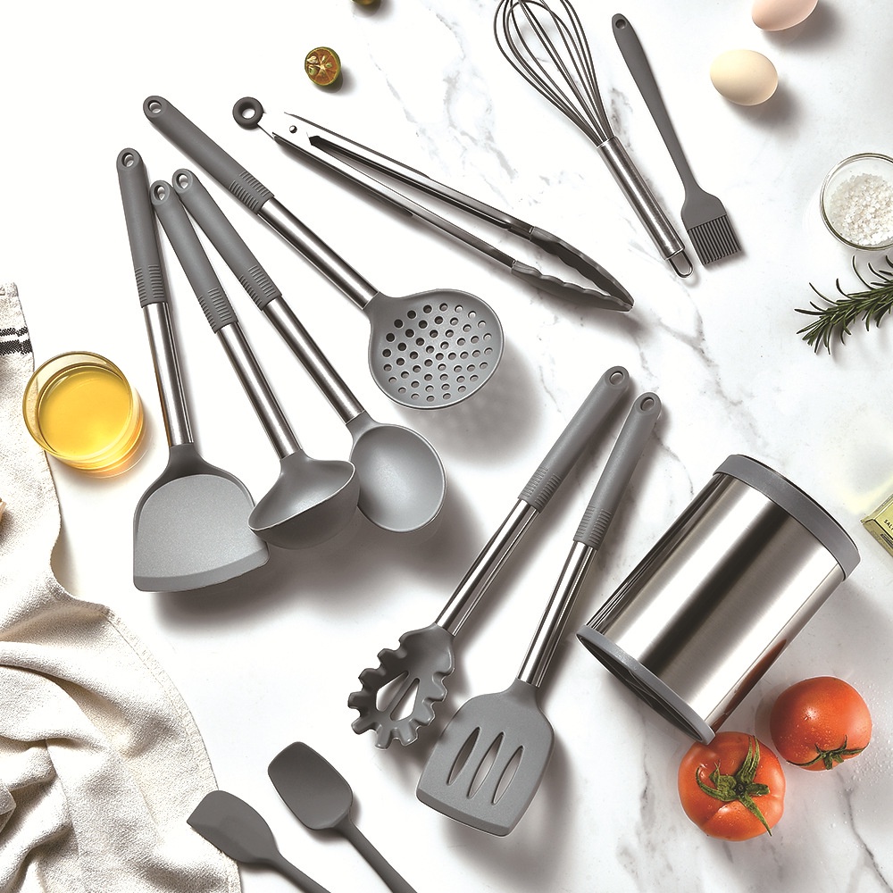 APPKER New Rotatable Storage Barrel Silicone Ladle Turner Spatula Tong ...