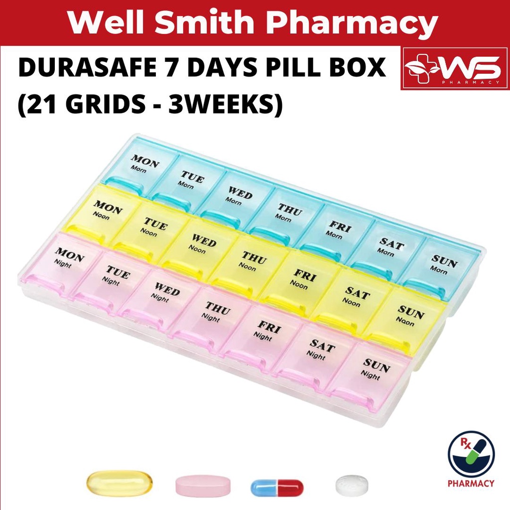 DURASAFE 7 DAYS PILL BOX (21GRIDS) *FOR 3 WEEKS* | Shopee Malaysia