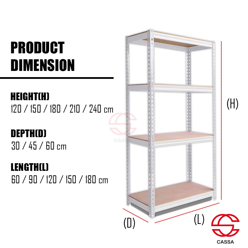 Cassa 4 Tier Heavy Duty Boltless Rack Metal Home Storage Warehouse ...