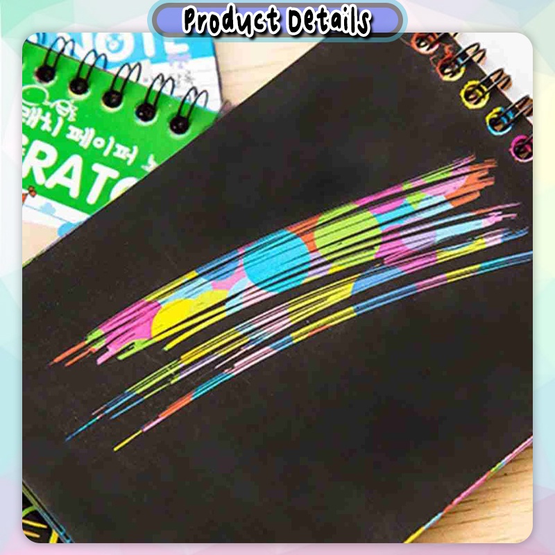 [Little B House] Journal Scratch Art Notebooks Colorful Magic Drawing ...