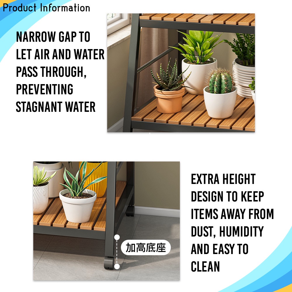 Encora Wooden Plant Rack Rak Tumbuhan 木制植物架 Decorative Display Rack ...