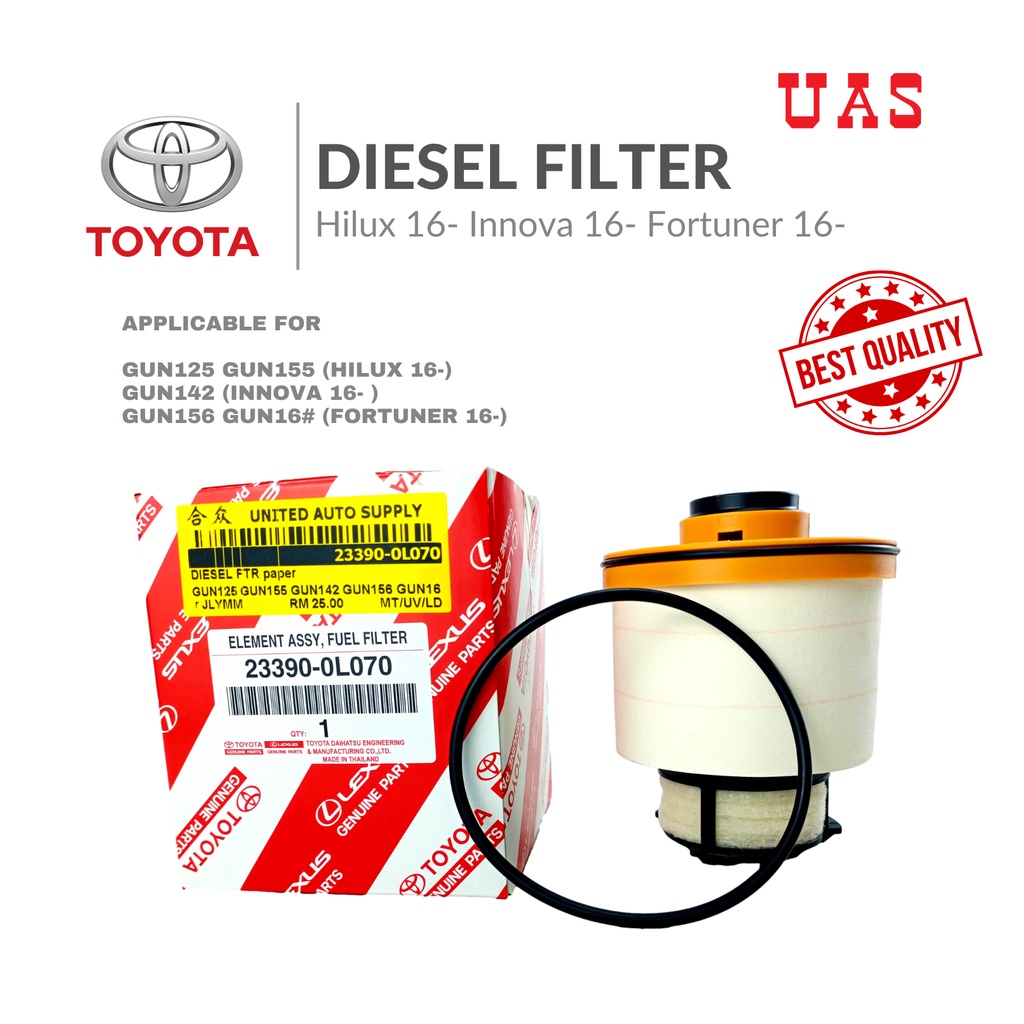 TOYOTA fuel filter 233900L070 for GUN125 GUN155 (HILUX 16-) GUN142 (INNOVA 16- ) GUN156 GUN16 ...
