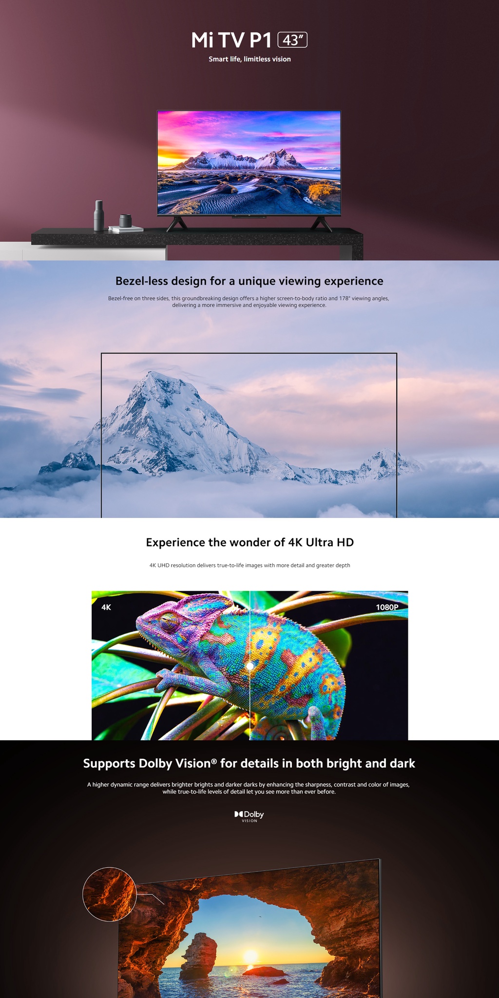 Xiaomi 43 Inch 4K UHD HDR MEMC Android TV P1 Mi TV L43M6-6ARG | Shopee ...