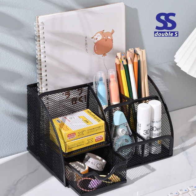 Multifunction Mesh Pen Holder Desktop Organizer 3 Colours | Shopee Malaysia