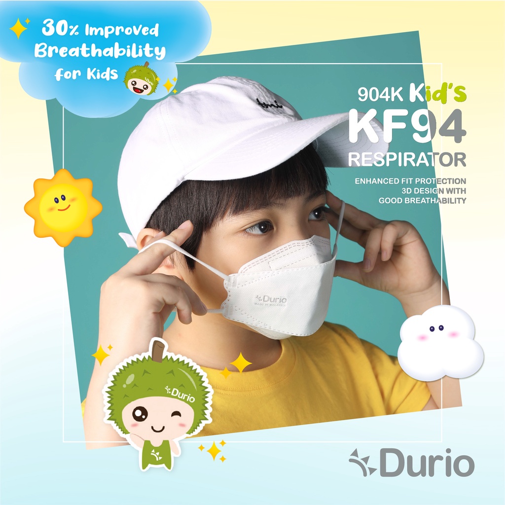 [FREE GIFT] Durio 904K Kid's KF94 Respirator 4 to 12 years old (40pcs ...