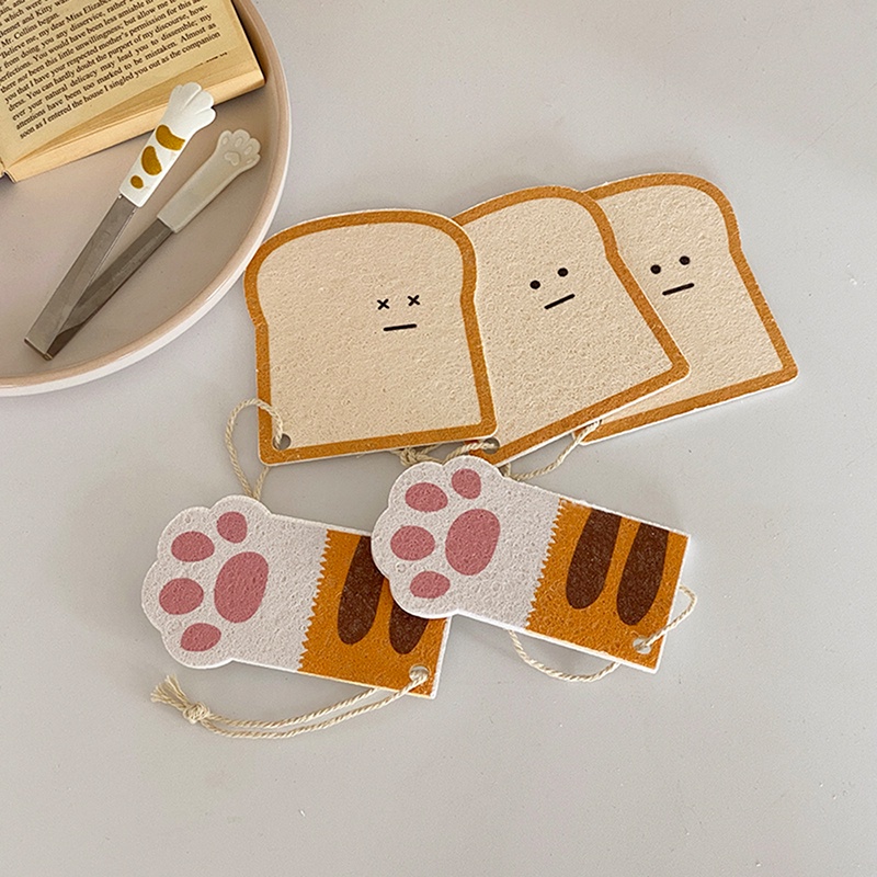 Cute Kawaii Toast Bread Shaped Scouring Pad Compressed Wood Pulp Sponge ...