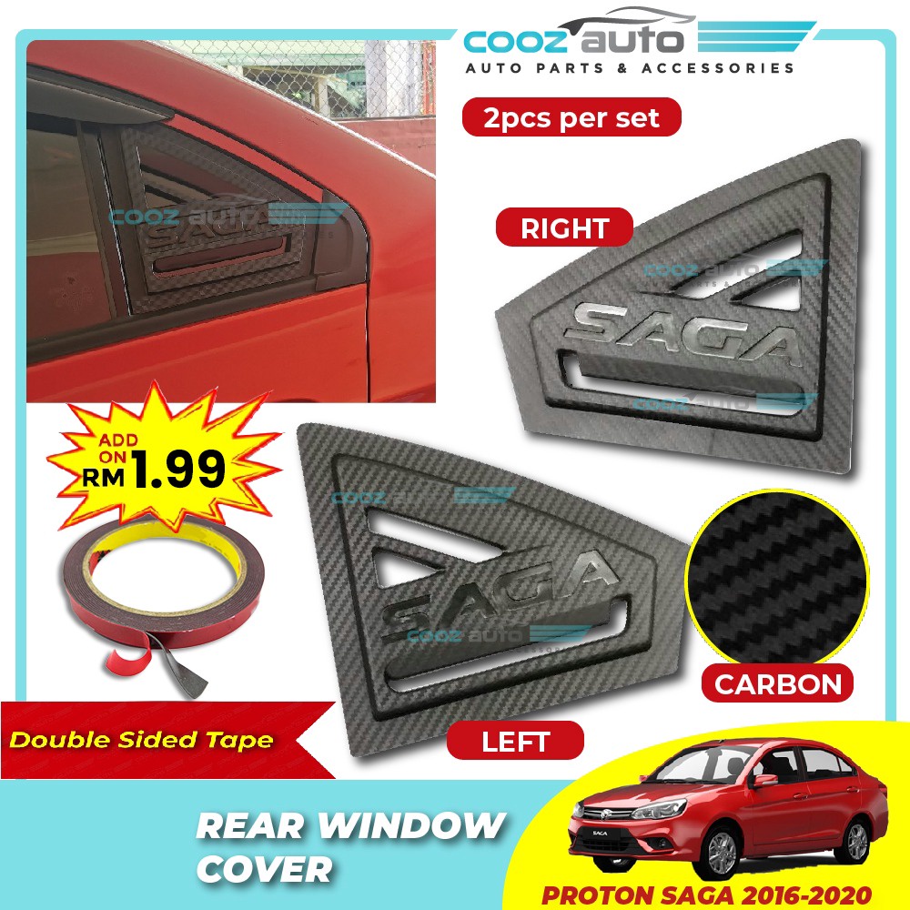 Proton Saga VVT MC1 MC2 2016 - 2025 Carbon Matte Black Rear Side Window ...