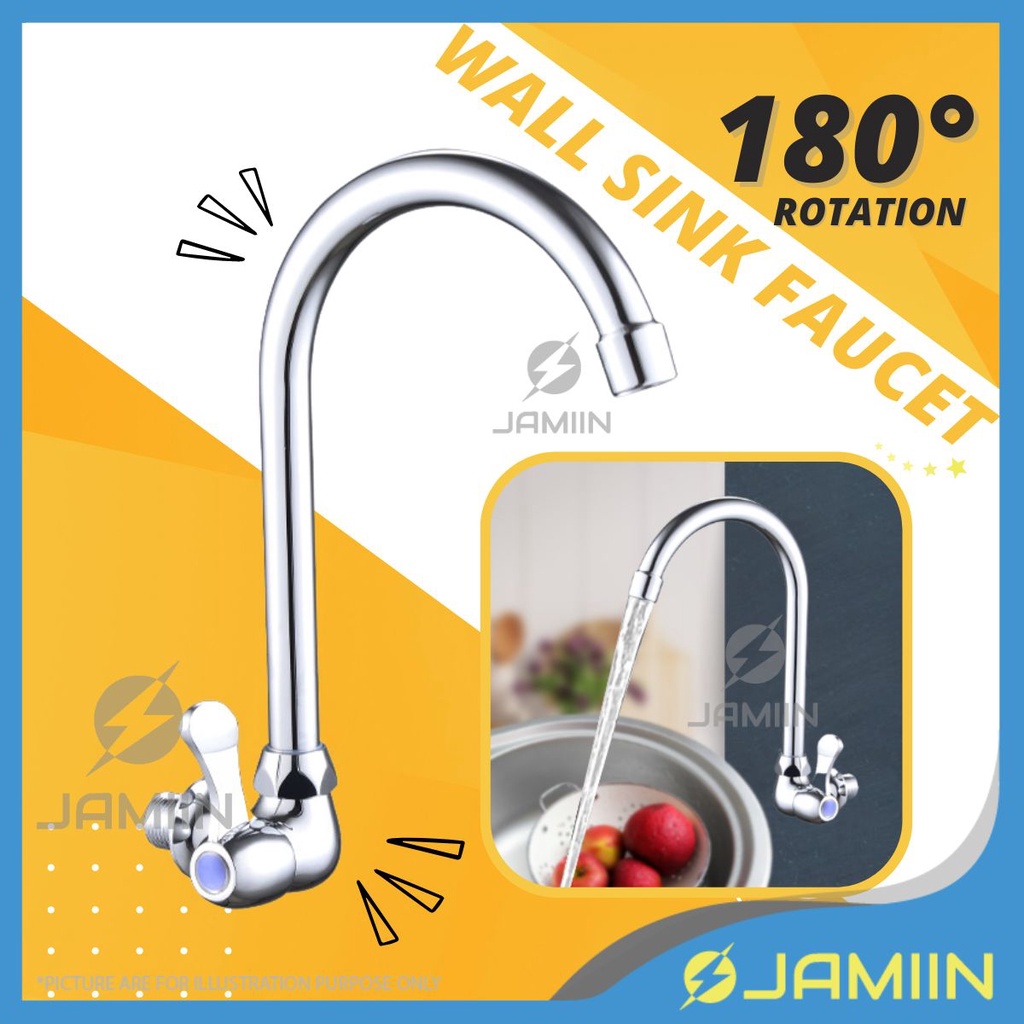 JWW 502 Wall Type Water Tap Rotatable Sink Water Head Wall Mounted ...